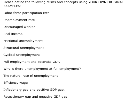 Solved Please define the following terms and concepts using | Chegg.com