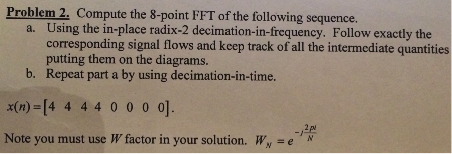 Solved Problem 2. Compute the 8-point FFT of the following | Chegg.com