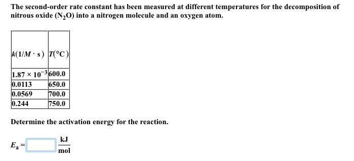 Solved The second-order rate constant has been measured at | Chegg.com
