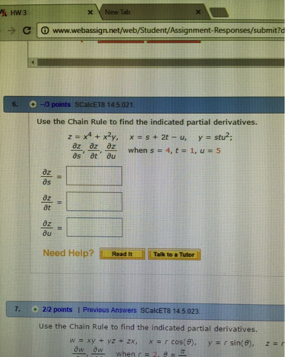 Solved Use the Chain Rule to find the indicated partial | Chegg.com