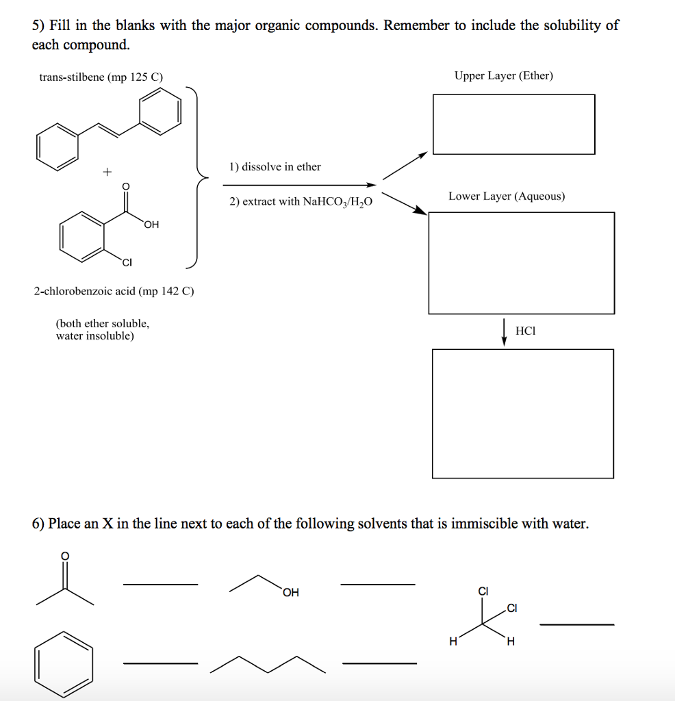 Solved Fill in the blanks with the major organic compounds. | Chegg.com