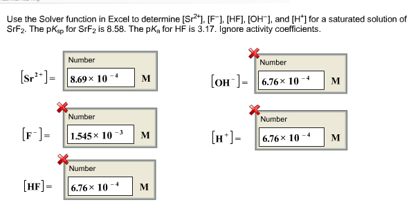 Solved Use the Solver function in Excel to determine [Sr], | Chegg.com