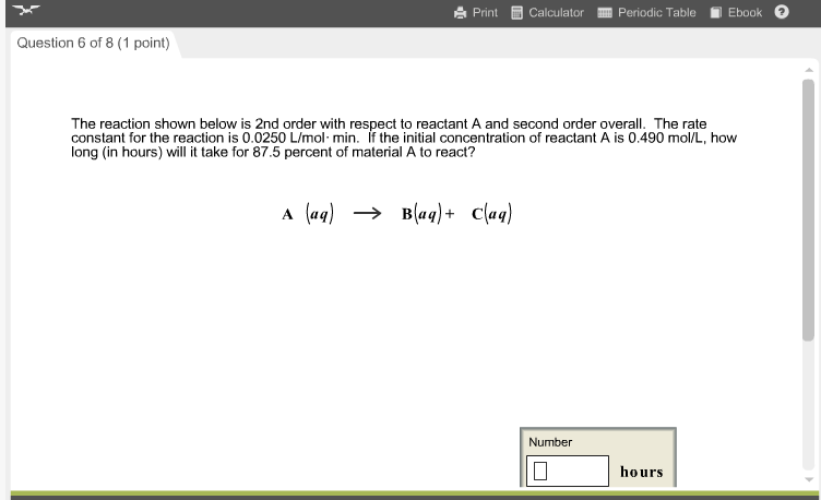 Solved The reaction shown below is 2nd order with respect to | Chegg.com