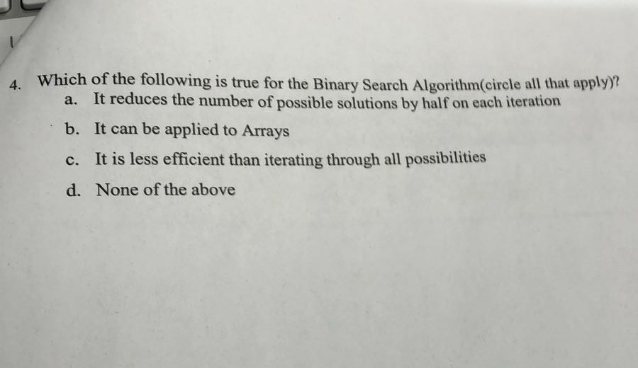 Solved 4. Which of the following is true for the Binary | Chegg.com