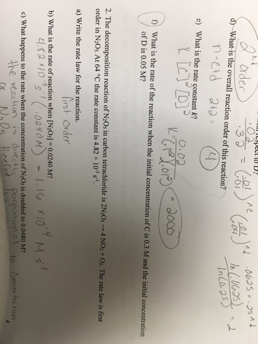 Solved oider d)-What is the overall reaction order of this | Chegg.com