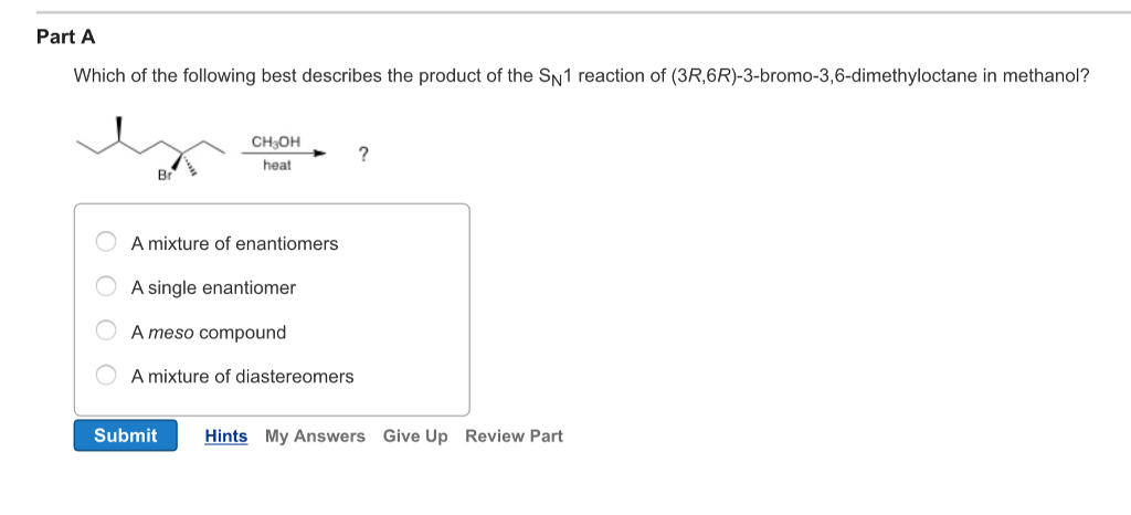 Solved Part A Consider the substitution reaction of | Chegg.com