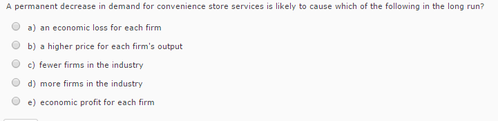 Solved A permanent decrease in demand for convenience store | Chegg.com
