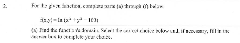 Solved 2. For the given function, complete parts (a) through | Chegg.com