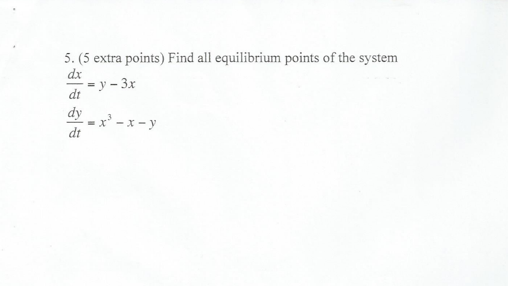 Solved Find all equilibrium points of the system dx/dt = y - | Chegg.com