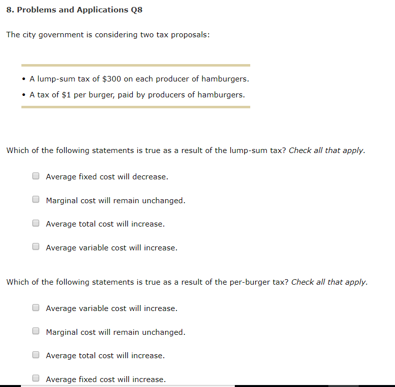 Solved 8. Problems and Applications Q8 The city government | Chegg.com