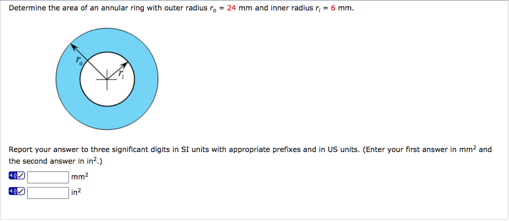 Solved Determine the area of an annular ring with outer | Chegg.com