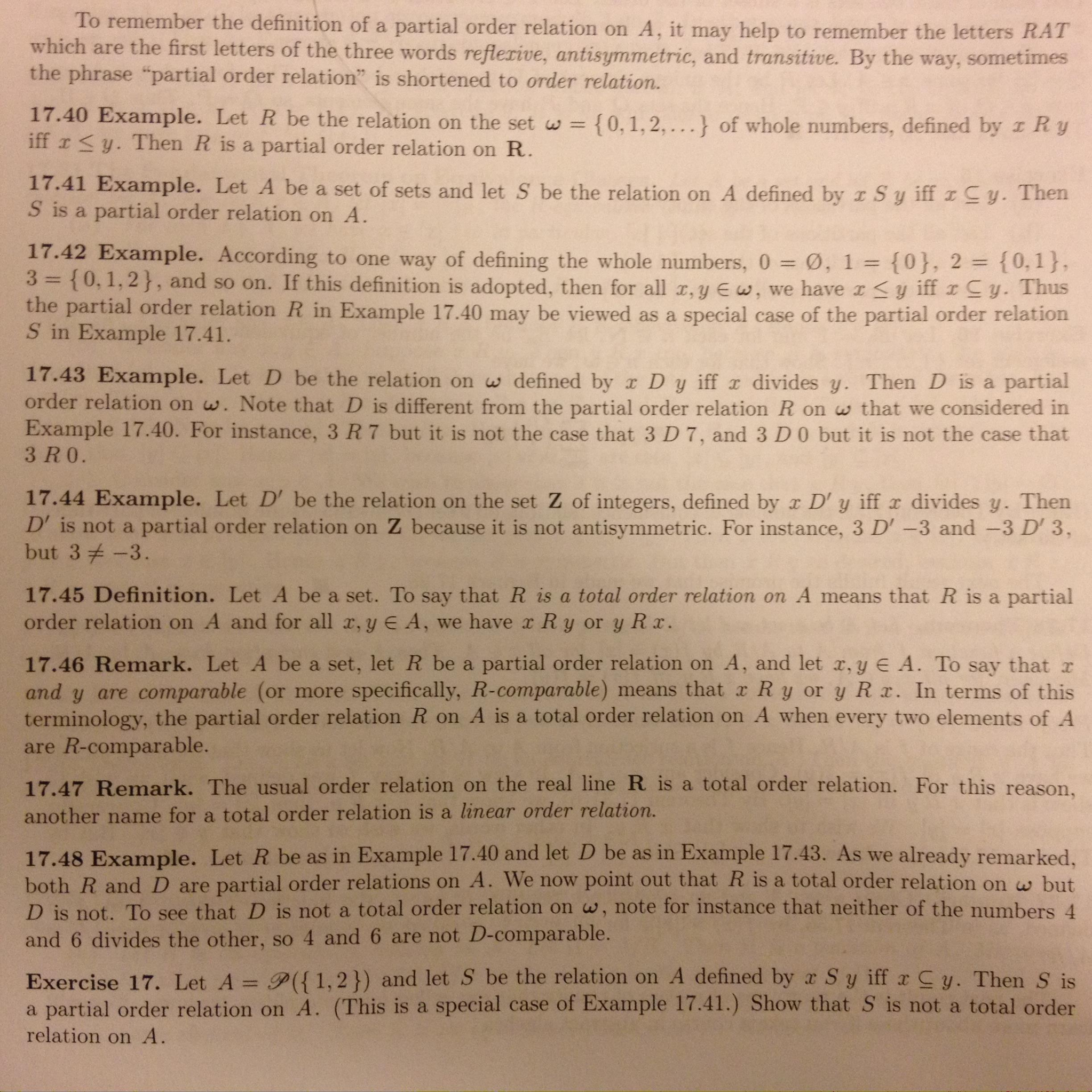 Solved To remember the definition of a partial order | Chegg.com