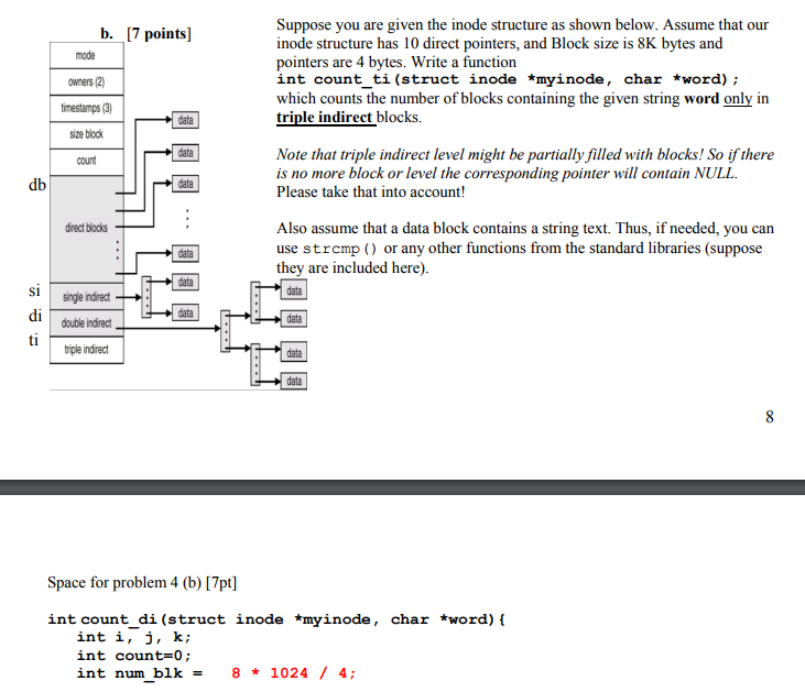 Solved Suppose You Are Given The Inode Structure As Shown 3816