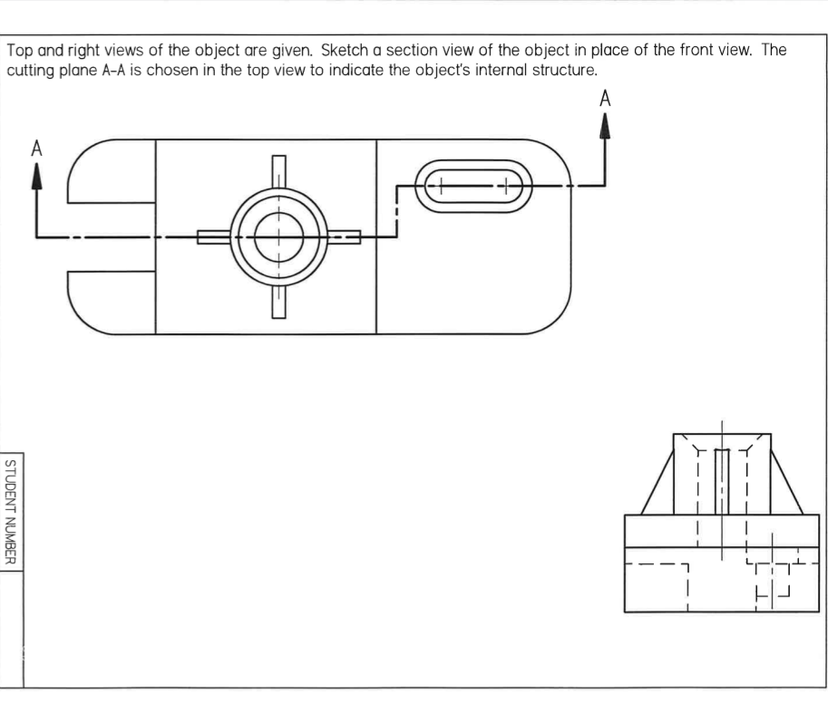 Solved Top and right views of the object are given. Sketch a | Chegg.com