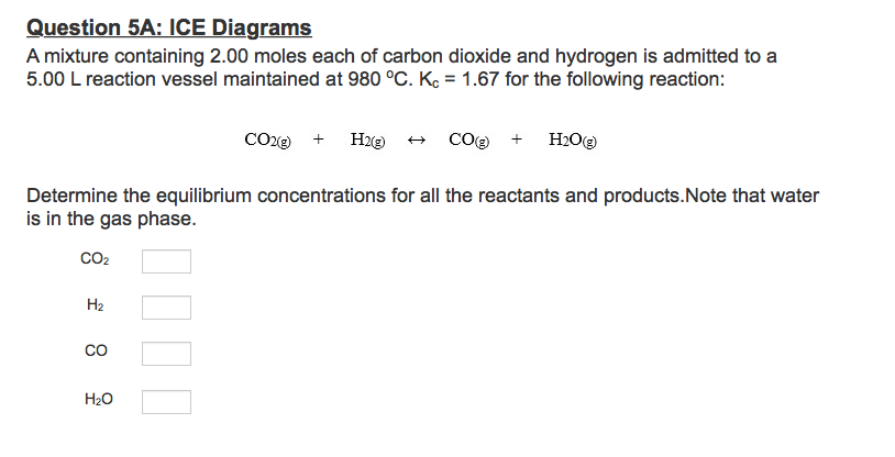 Solved Question 5A: ICE Diagrams A mixture containing 2.00 | Chegg.com
