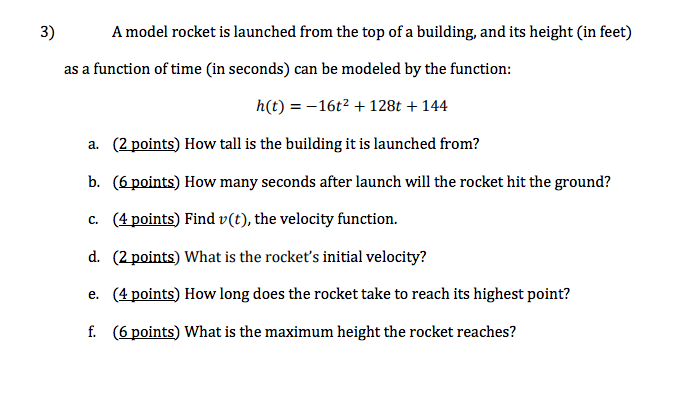 Solved A model rocket is launched from the top of a | Chegg.com