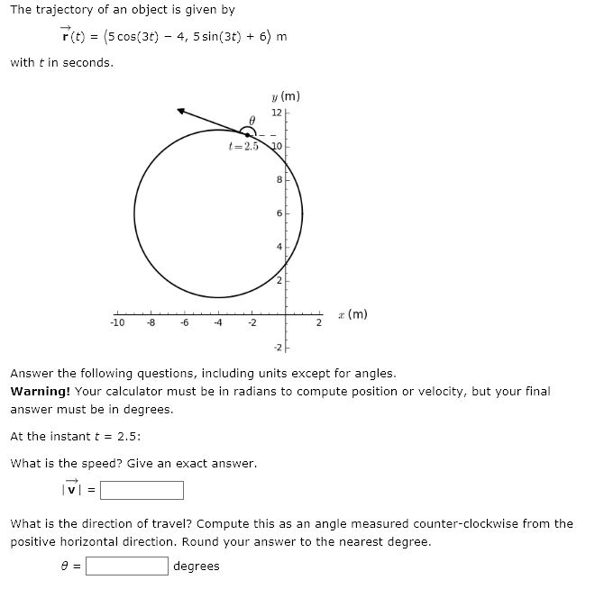 Solved The trajectory of an object is given by r(t) (5 | Chegg.com