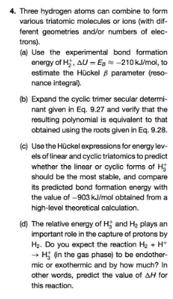 Three hydrogen atoms can combine to form various | Chegg.com