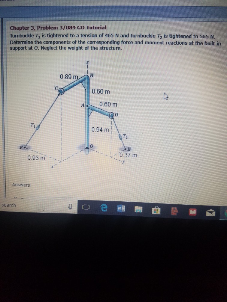 Solved Chapter 3, Problem 3/089 GO Tutorial Turnbuckle T1 is | Chegg.com