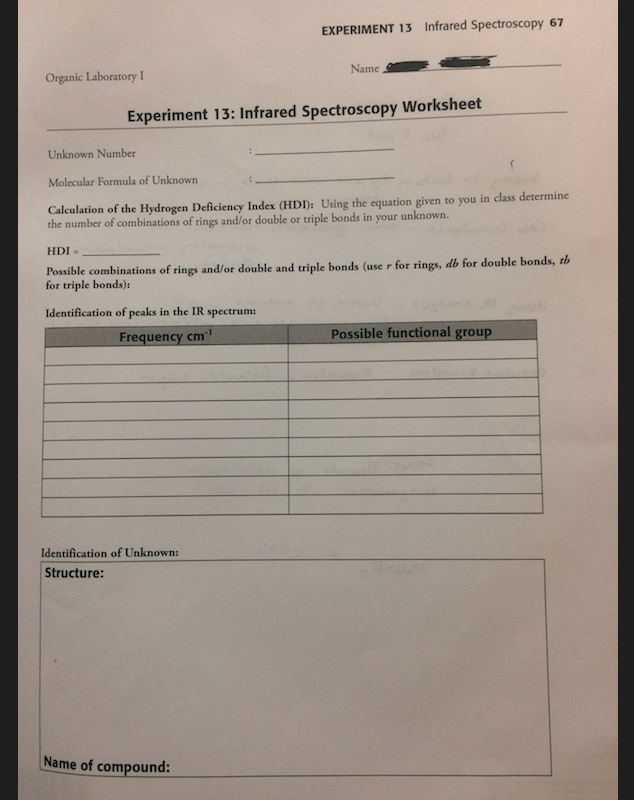 Solved EXPERIMENT 13 Infrared Spectroscopy 67 Organic | Chegg.com