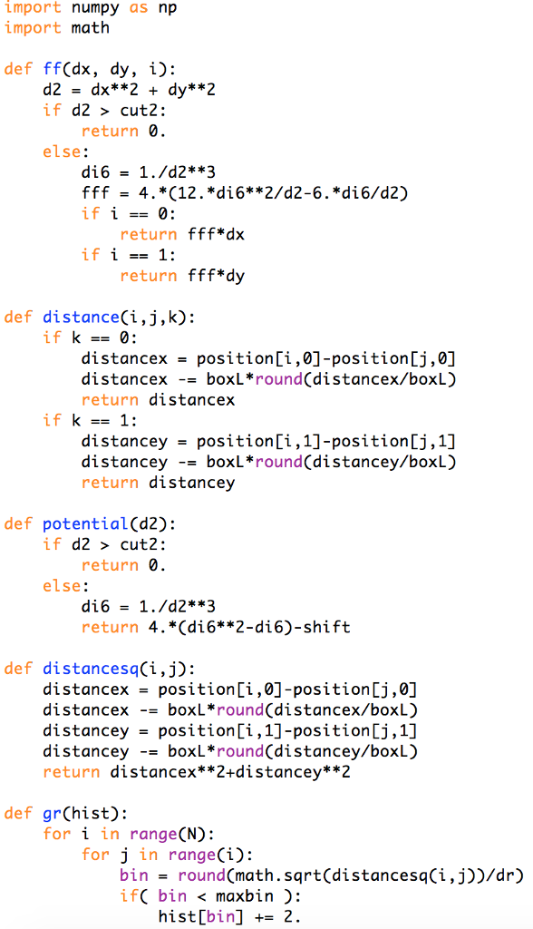 n the Molecular Dynamics program as the below code, | Chegg.com