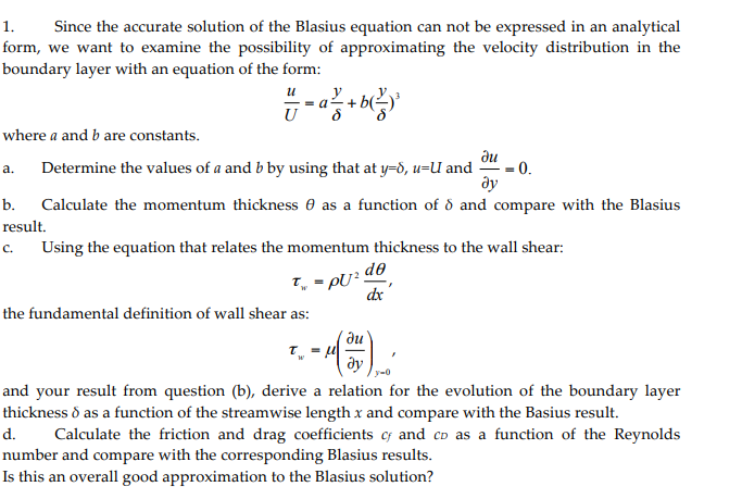 Solved Since the accurate solution of the Blasius equation | Chegg.com