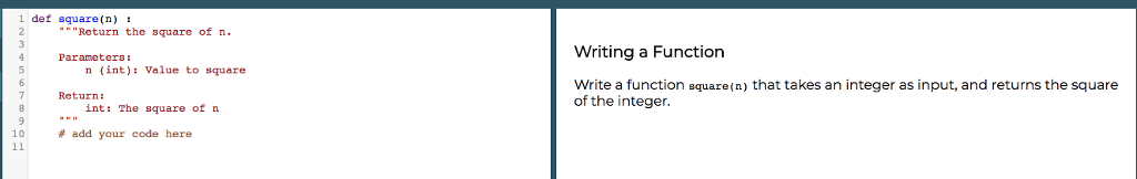 Solved 1 def square (n) "Return the square of n Writing a | Chegg.com