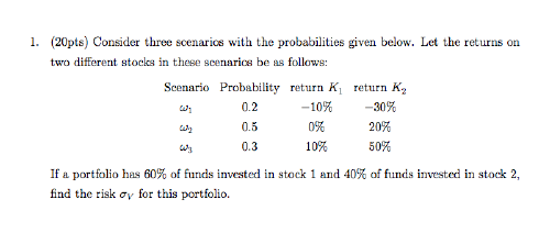Solved Consider three scenarios with the probabilities given | Chegg.com