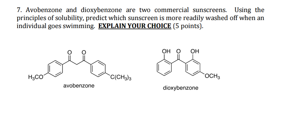 Solved 7. Avobenzone and dioxybenzone are two commercial | Chegg.com