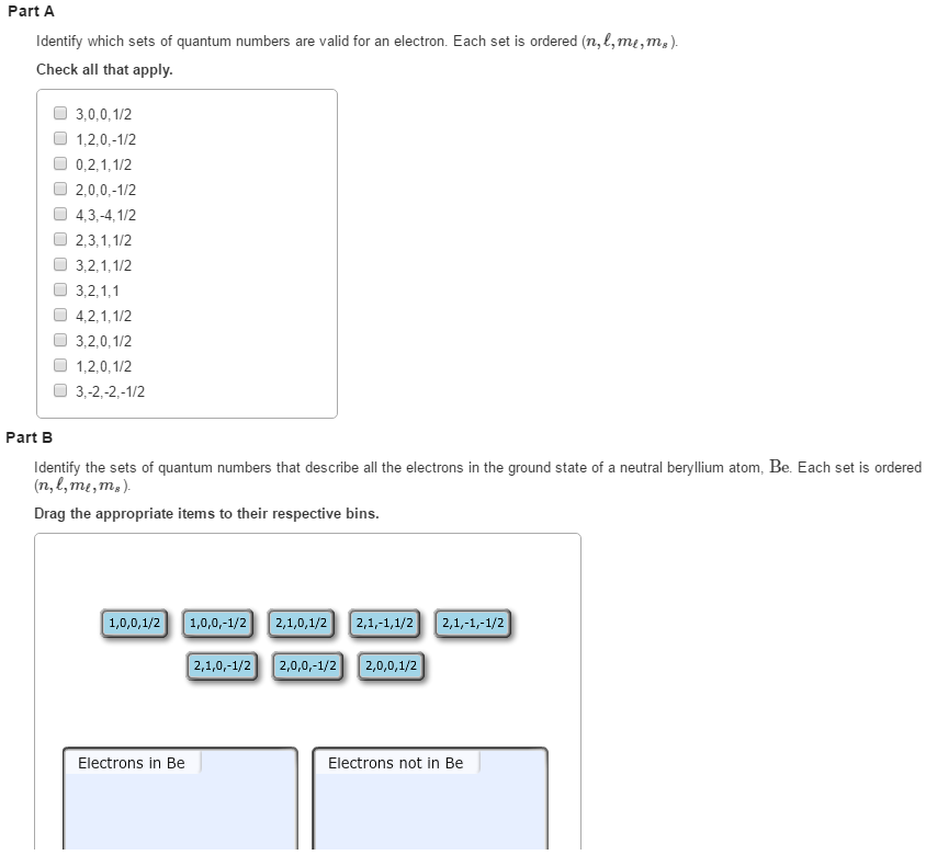 Solved Identify which sets of quantum numbers are valid for | Chegg.com