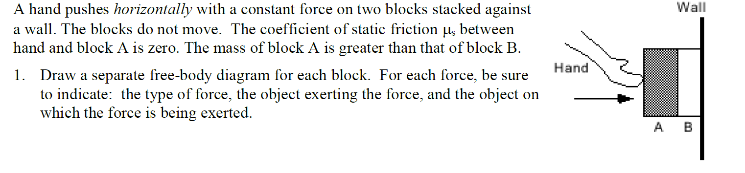 Solved A hand pushes horizontally with a constant force on | Chegg.com