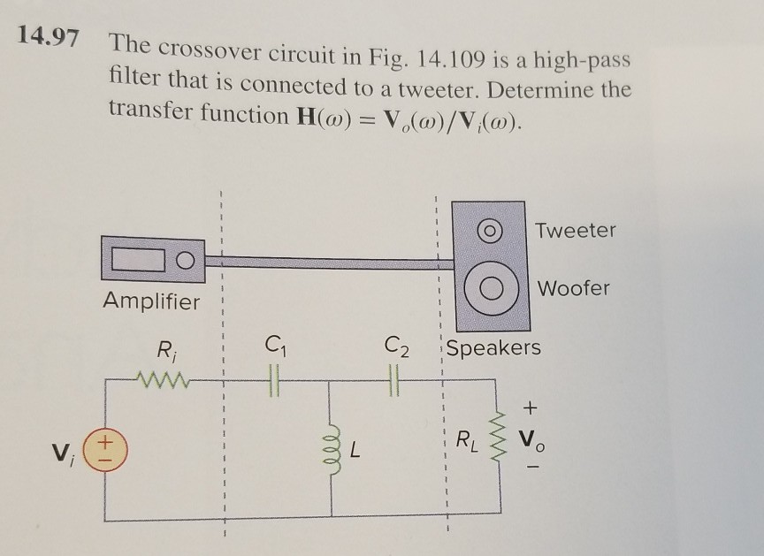 Solved 14.97 The crossover circuit in Fig. 14.109 is a | Chegg.com