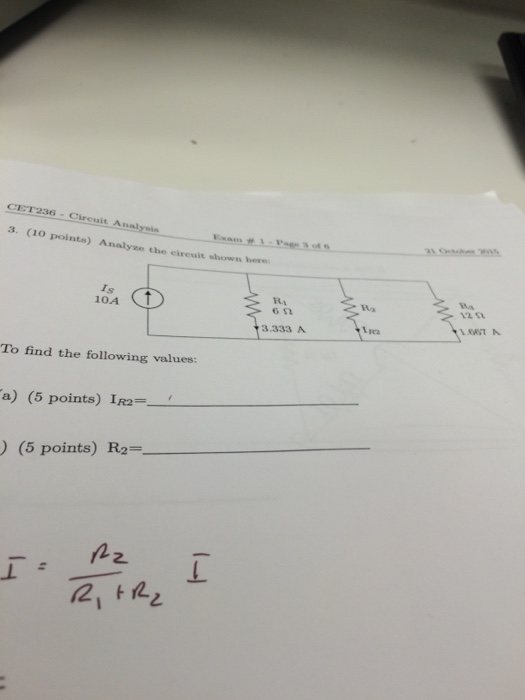Solved Find the following values R1 R2 I = R2/r1 + R2 | Chegg.com