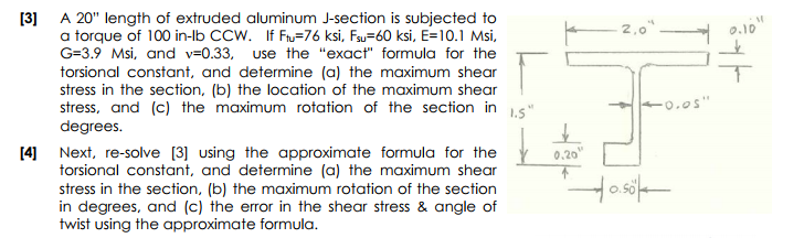 Solved A 20” length of extruded aluminum J-section is | Chegg.com