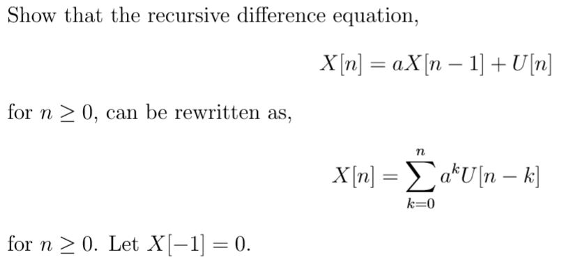 Solved Show that the recursive difference equation, for n 2 | Chegg.com