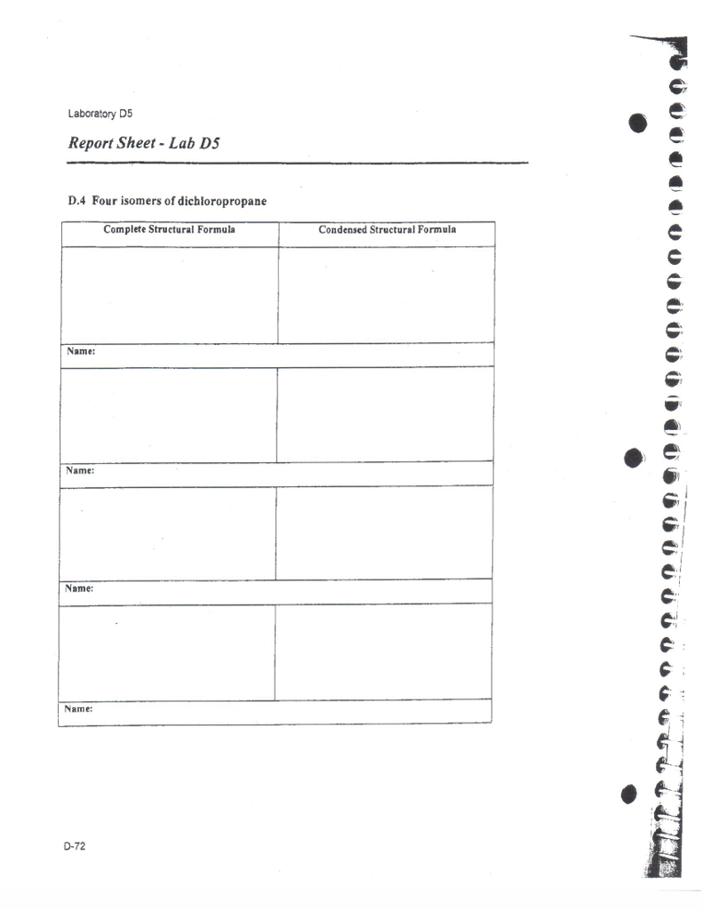 Solved Laboratory D5 Report Sheet - Lab D5 D.4 Four isomers | Chegg.com