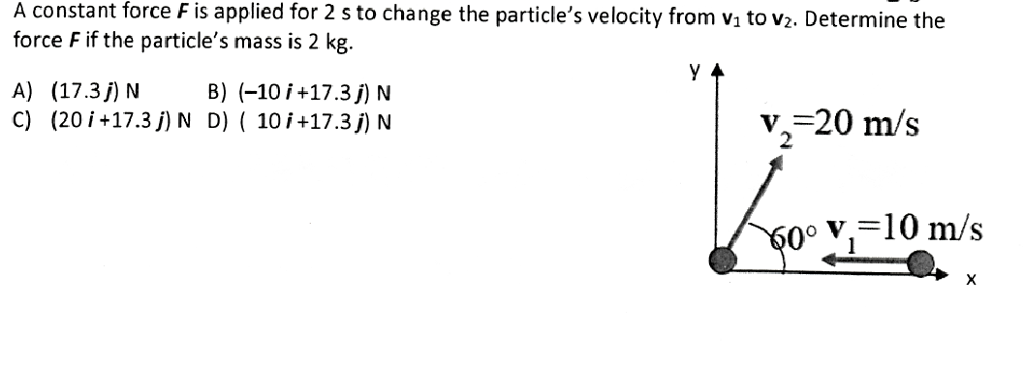 Solved A constant force F is applied for 2 s to change the | Chegg.com