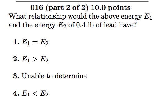 Solved part 1: According to Einstein's famous equation | Chegg.com