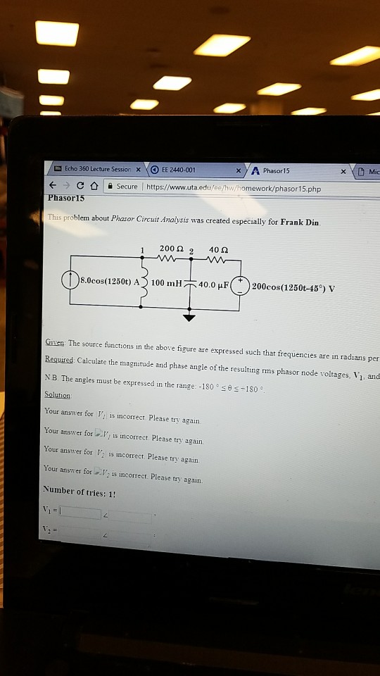Solved Mic Echo 360 Lecture Session xO EE 2440-001 ? > C | Chegg.com