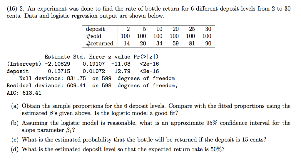 Solved (16) 2. An experiment was done to find the rate of | Chegg.com