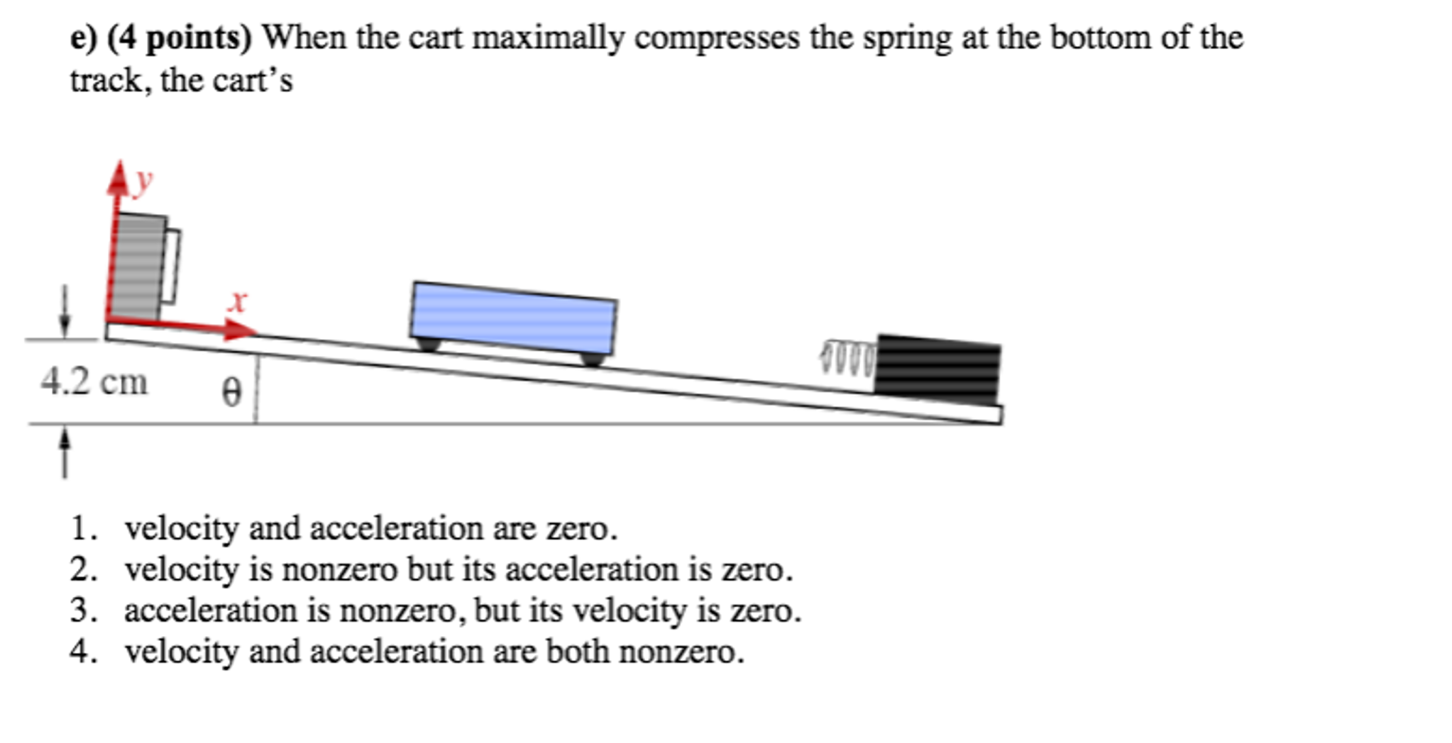 Solved When the cart maximally compresses the spring at the | Chegg.com