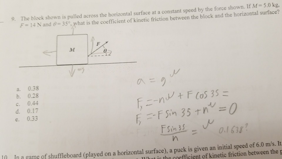 Solved 9. The block shown is pulled across the horizontal | Chegg.com Solved 9. The block shown is pulled across the horizontal | Chegg.com