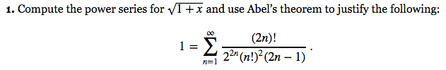 1. Compute the power series for square root(1 + x) | Chegg.com