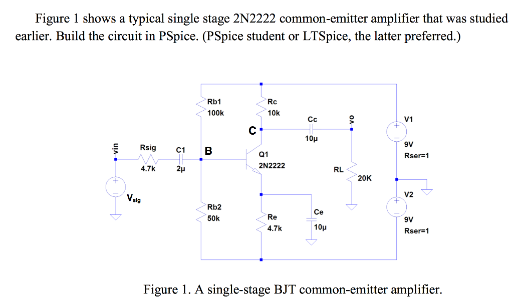 Solved Figure 1 shows a typical single stage 2N2222 | Chegg.com