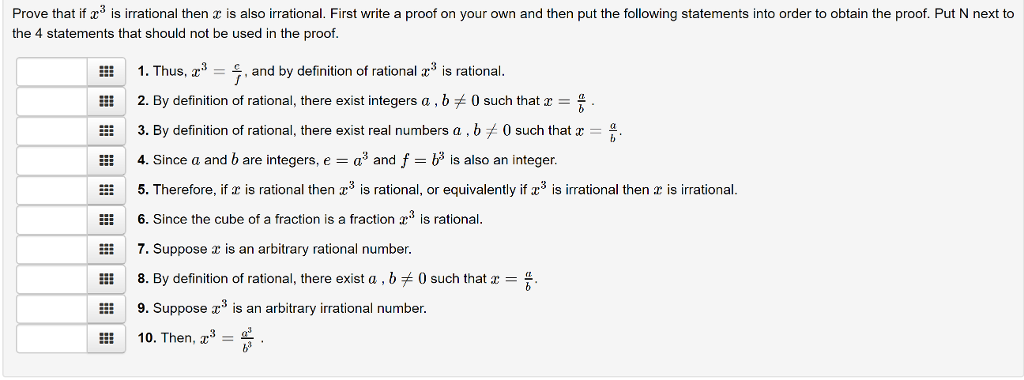 Solved Prove that if x^3 is irrational then x is also | Chegg.com