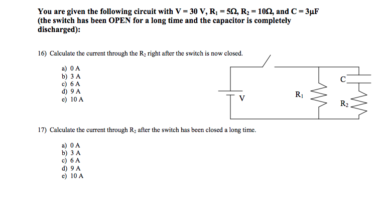 Solved Find the current through R2 immediately after the | Chegg.com
