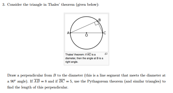 Solved Consider the triangle in Thales’ theorem (given | Chegg.com