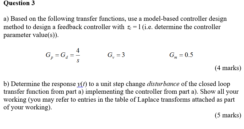 Solved Question 3 a) Based on the following transfer | Chegg.com