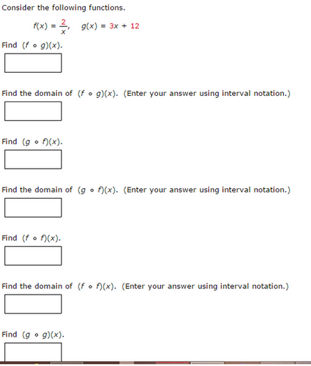 Solved Consider the following functions. f(x) = 2/x, g(x) = | Chegg.com