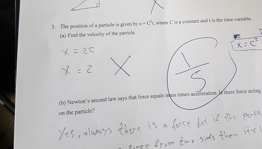 Solved The position of a particle is given by x = C^2t, | Chegg.com